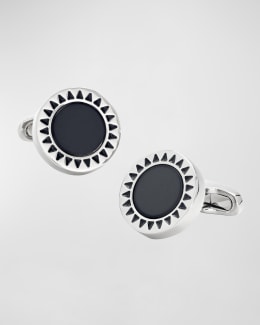 Link Up Men's Round Enamel Wave-Rim Cufflinks | Neiman Marcus