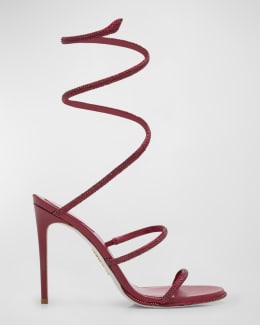 Rene Caovilla Cleo Satin Strass Snake-Wrap Sandals | Neiman Marcus