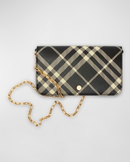 Burberry Hannah Check Flap Wallet on Chain | Neiman Marcus