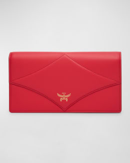 MCM Diamond Flap Leather Wallet on Chain | Neiman Marcus