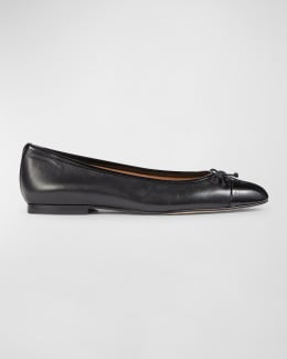 LK Bennett Trilly Leather Bow Classic Ballerina Flats | Neiman Marcus