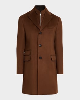 Corneliani Men's ID Wool Top Coat, Navy | Neiman Marcus