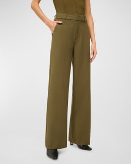 STAUD Luke Striped Wide-Leg Viscose Pants | Neiman Marcus