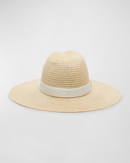 Eugenia Kim Lillian Straw & Silk Scarf Fedora | Neiman Marcus