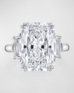 Neiman Marcus Diamonds Platinum 3 Stone Ring with Asscher Cut Diamond ...