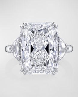 Neiman Marcus Diamonds Platinum 3 Stone Ring with Asscher Cut Diamond ...