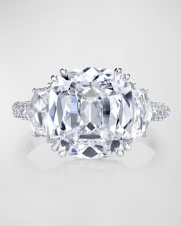 Neiman Marcus Diamonds Platinum 3 Stone Ring with Asscher Cut Diamond ...