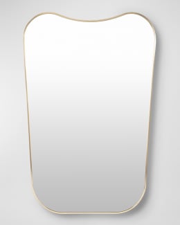 Surya Ceraon Golden Straight Sided Oval Mirror | Neiman Marcus