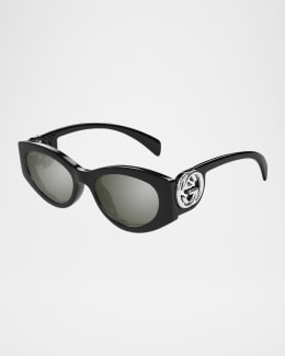 Gucci Geometric Plastic Rectangle Sunglasses | Neiman Marcus