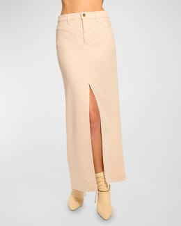 Alice + Olivia Marissa High-Rise Denim Maxi Skirt | Neiman Marcus