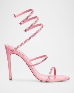 Rene Caovilla Cleo Satin Strass Snake-Wrap Sandals | Neiman Marcus