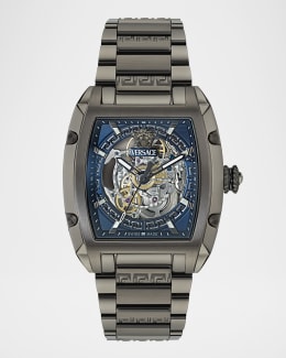 Versace Men's La Greca Leather Wrap Bracelet | Neiman Marcus