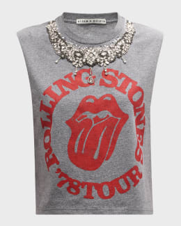 Alice + Olivia Micah Embellished Graphic Muscle Tank | Neiman Marcus
