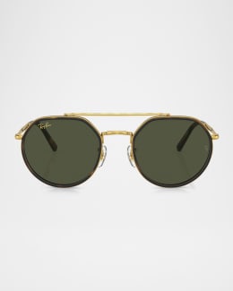 Ray-Ban Sleek Metal Round Sunglasses, 55MM | Neiman Marcus
