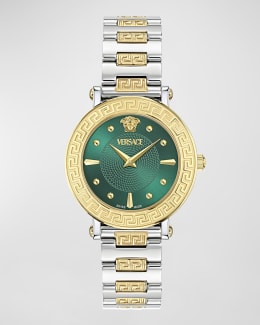 Versace 35mm Versace Reve Watch with Bracelet Strap, Two Tone/Green ...