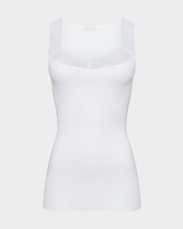 Hanro Anne Lace-Trim Cotton Tank | Neiman Marcus