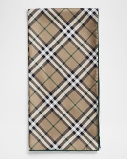 Burberry Green Check Silk Square Scarf | Neiman Marcus
