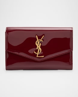 Saint Laurent Voltaire YSL Monogram Wallet on Chain in Grained Leather ...