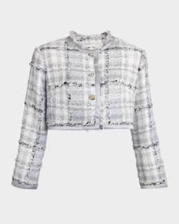 Dolce&Gabbana Rachel Collarless Crop Tweed Jacket | Neiman Marcus