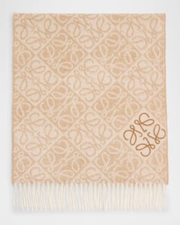 Loewe Anagram Crochet Mohair-Blend Scarf | Neiman Marcus
