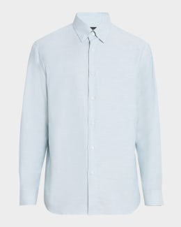 Brioni Men's Cotton Grid Check Sport Shirt | Neiman Marcus