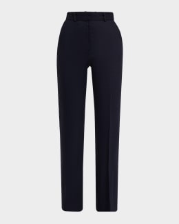 Joseph Bley Crewneck Ribbed-Trim Blouse | Neiman Marcus