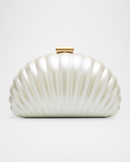 SIMKHAI Bridget Metal Oyster Shell Clutch Bag | Neiman Marcus