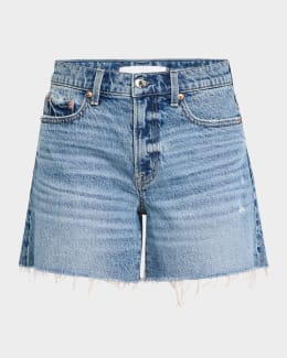 Triarchy T-Long High Rise Cut-Off Denim Shorts | Neiman Marcus