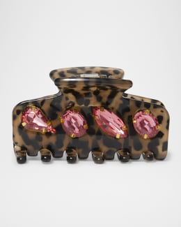 Lele Sadoughi Crystal Checkered Acetate Claw Clip | Neiman Marcus