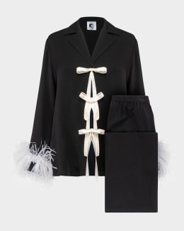 Sleeper Feather-Trim Party Pajama Set | Neiman Marcus