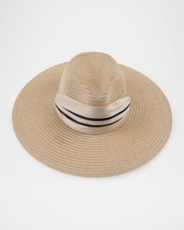 Eugenia Kim Lillian Straw & Silk Scarf Fedora | Neiman Marcus