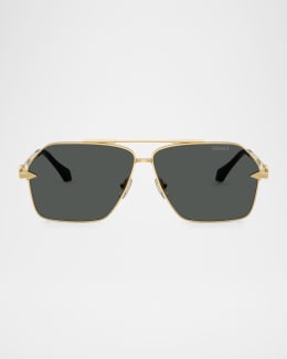 Versace Men's Double-Bridge Metal Aviator Sunglasses | Neiman Marcus