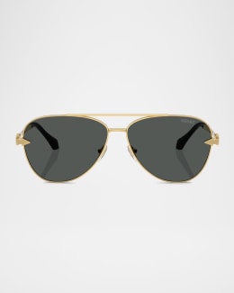 Versace Men's Double-Bridge Metal Aviator Sunglasses | Neiman Marcus