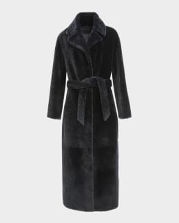 Gorski Reversible Shearling Lamb Belted Long Coat With Side Slits ...