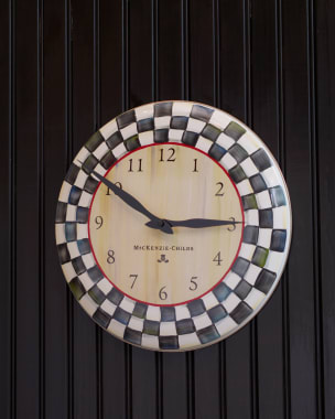 MacKenzie-Childs Royal Check Small Farmhouse Wall Clock | Neiman Marcus