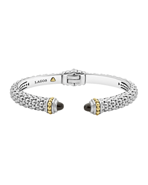 LAGOS Silver & 18k Gold Signature Caviar Cuff Bracelet | Neiman Marcus