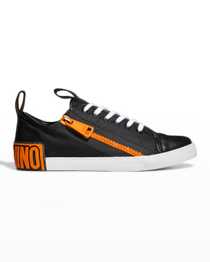 Moschino Men's Low-Top Leather Logo Sneakers | Neiman Marcus