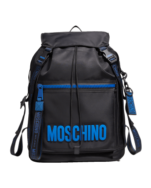 Moschino Men's Solid Logo Backpack | Neiman Marcus