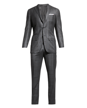 Kiton Men's Tonal Plaid Suit | Neiman Marcus