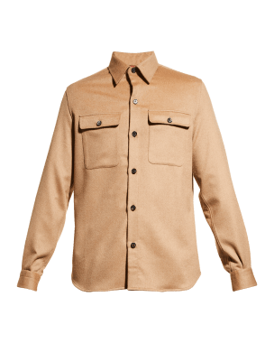 Isaia Men's Solid Wool-Cashmere Overshirt | Neiman Marcus