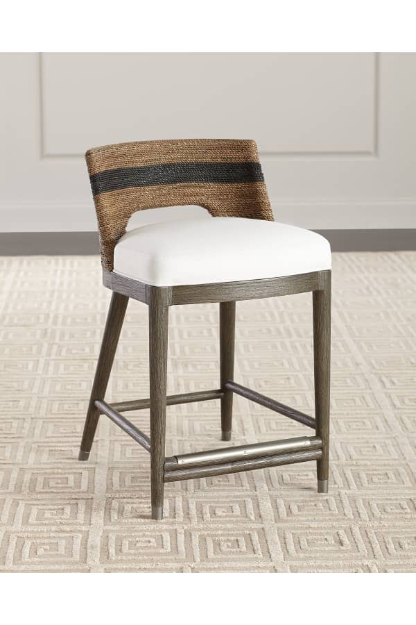 Palecek Gabby Upholstered and Jute Counter Stool | Neiman Marcus