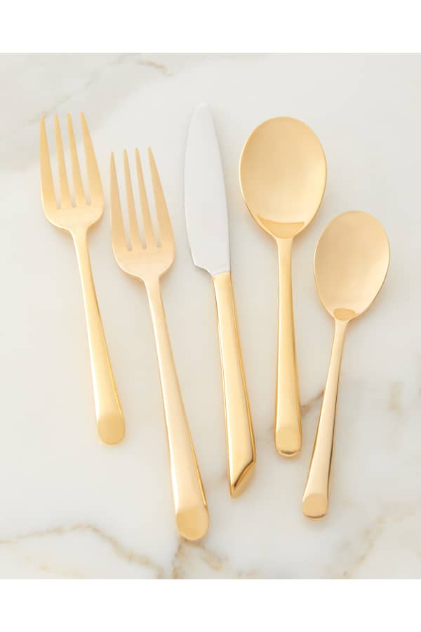 Yamazaki Tableware 20-Piece Byzantine Gold-Plated Flatware Service ...