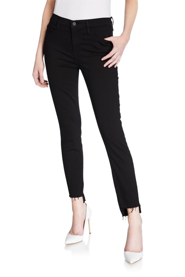 FRAME Le High Skinny Jeans with Staggered Raw Hem | Neiman Marcus