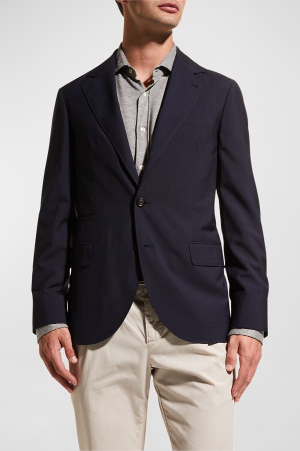 Brunello Cucinelli Men's Chevron Three-Button Jacket | Neiman Marcus