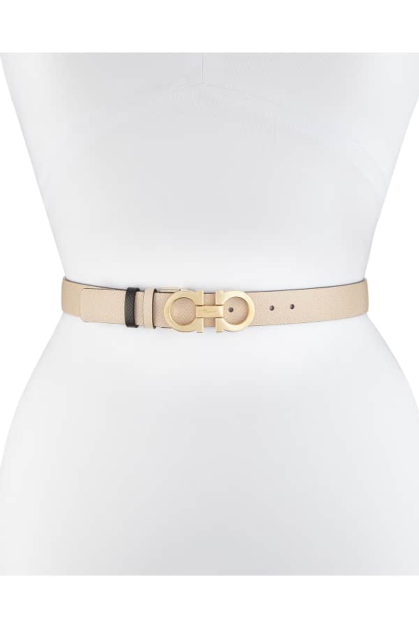 Salvatore Ferragamo Leather Belt w/ Tortoise Shell Resin Gancini Buckle ...