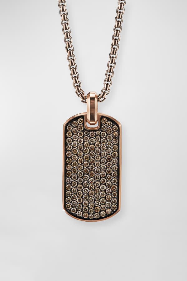 David Yurman Men's Exotic Stone Dog Tag in Pietersite, 35mm | Neiman Marcus