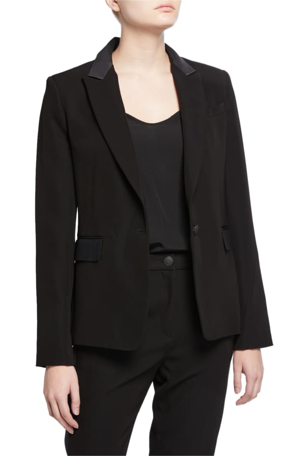 FRAME Classic One-Button Velvet Blazer | Neiman Marcus