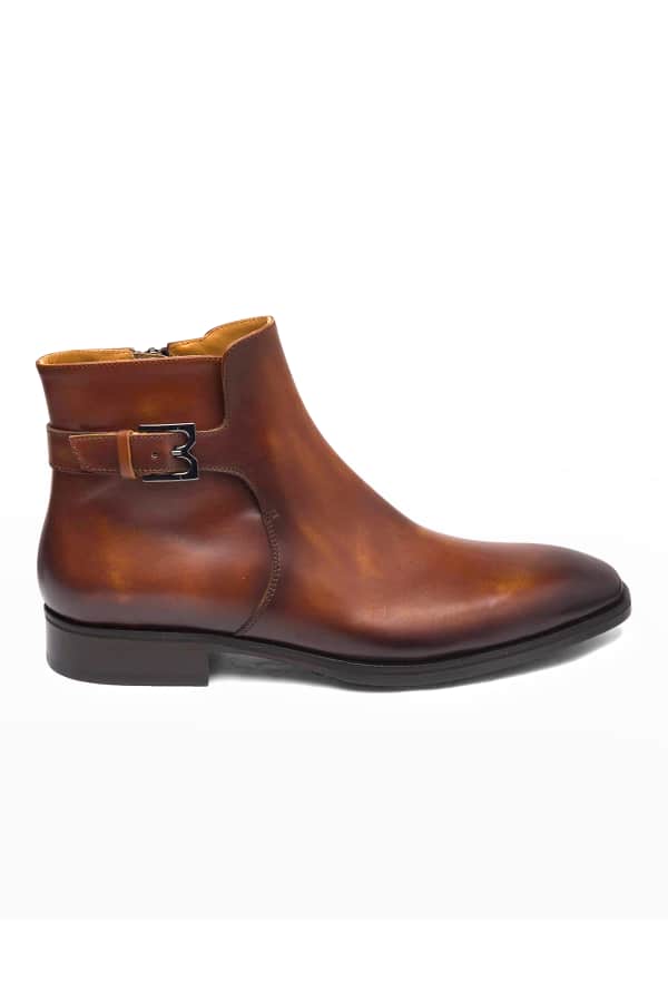 Magnanni Men's Montana II Burnished Leather Ankle Boots | Neiman Marcus