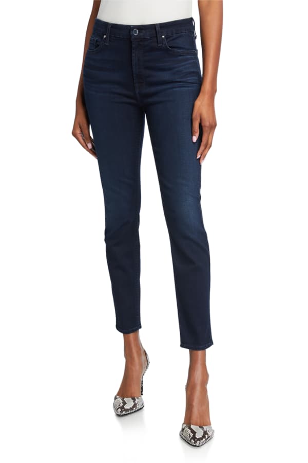 FRAME Le High Skinny Jeans with Staggered Raw Hem | Neiman Marcus