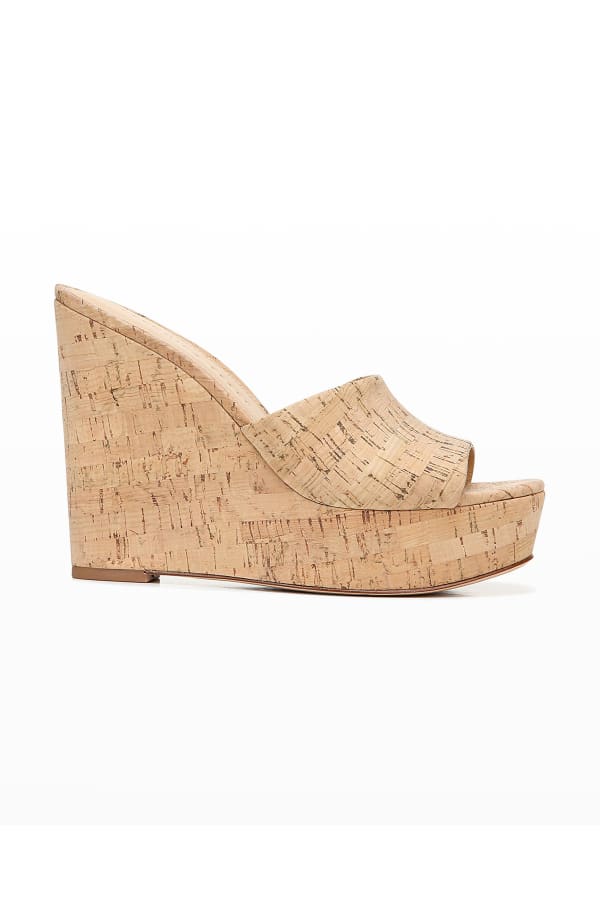 NeroGiardini Suede Cork-Heel Platform Sandals | Neiman Marcus